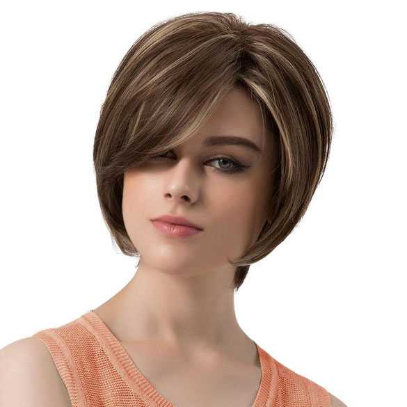 Moderne pruik kort steil haar in laagjes coffee mix Debby - Mooie ...