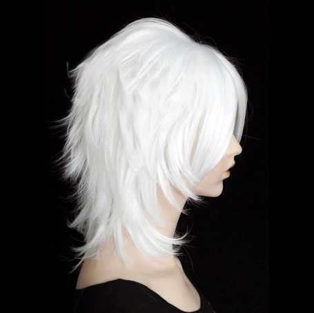 Cosplay punk pruik spierwit haar kort model in laagjes - Mooie pruiken ...
