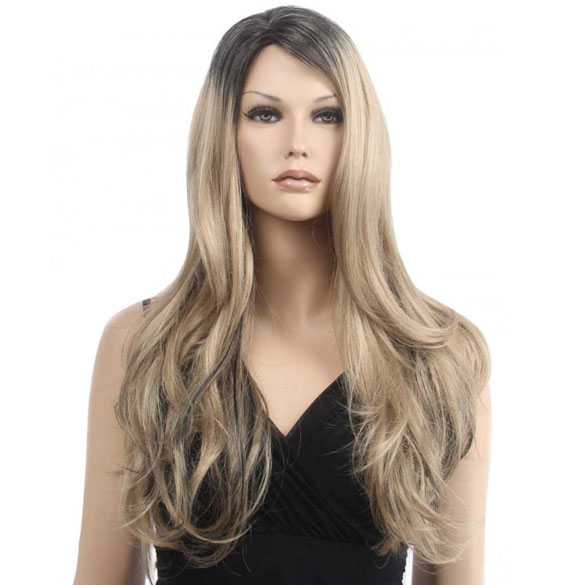 Pruik lang haar in laagjes met donkere roots - Mooie pruiken bij ...